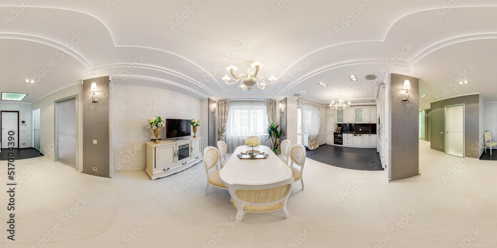 full seamless hdri 360 panorama in interior of guest living room hall ...