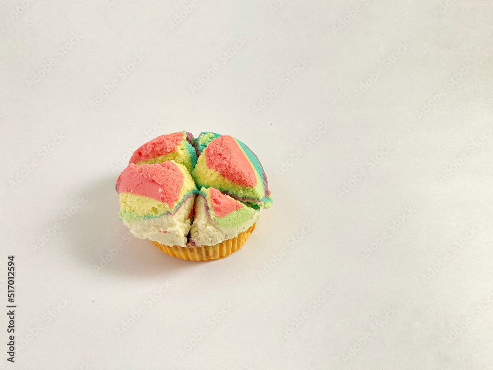 Kue Bolu kukus or steamed sponge cake is snack made from flour, sugar ...