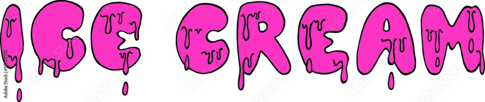 Vector illustration lettering. Ice cream melted font. Stock Vector ...