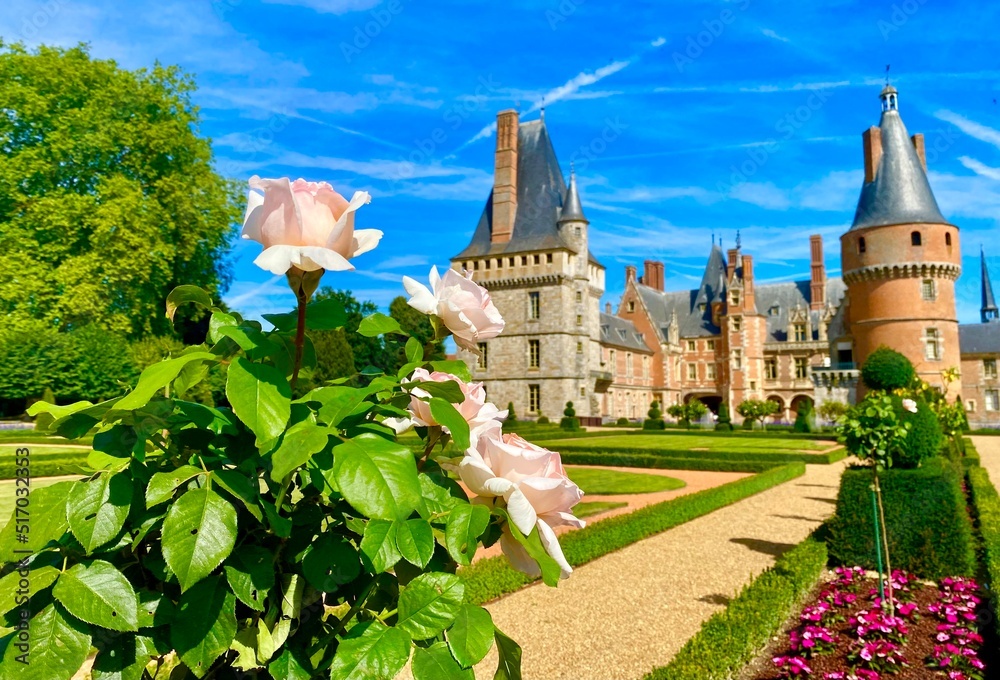 The charming historic castle of Château de Maintenon in France Stock ...