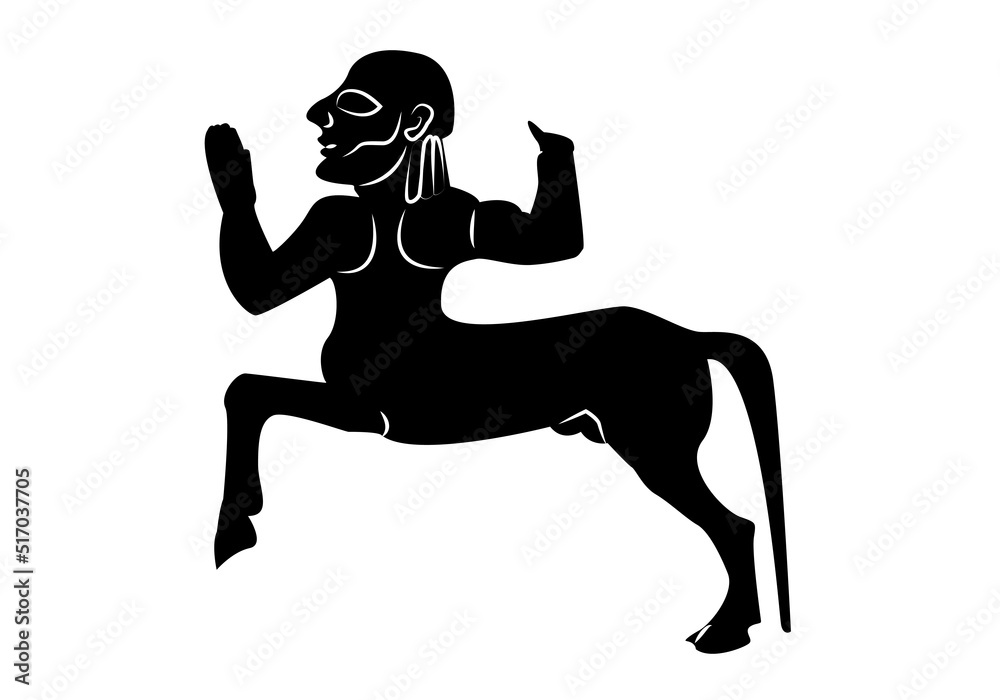 Centauro en negro sobre blanco. Mitología griega Stock Vector | Adobe Stock