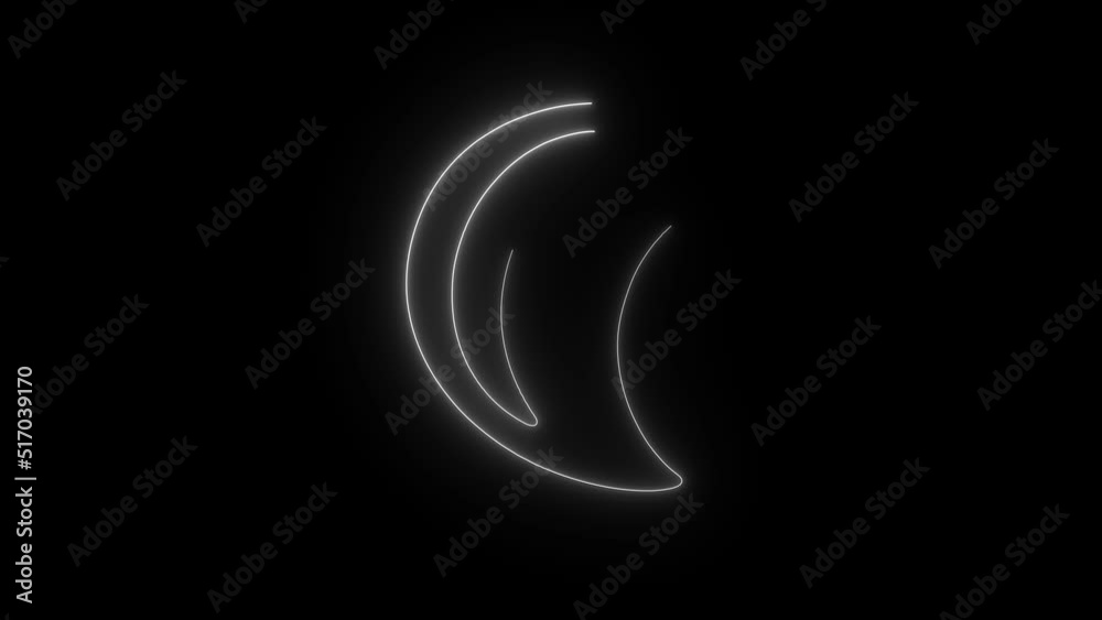 Half Moon revealing in abstract neon glowing color effect animation ...