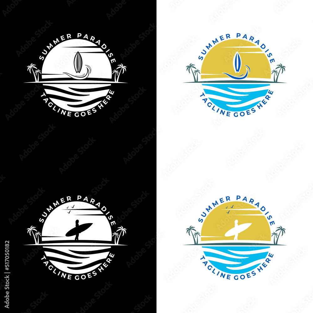 Vetor de Surfing logo and emblems for Surf Club. Vector Illustration ...