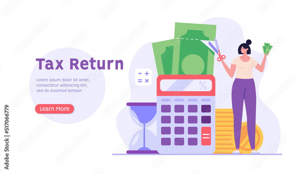 Successful businesswoman cuts heavy taxes with scissors. Tax deduction ...