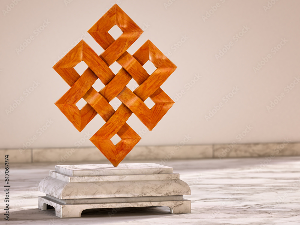 Endless Knot, Buddhist symbol. 3D illustration of the Buddhist symbol ...