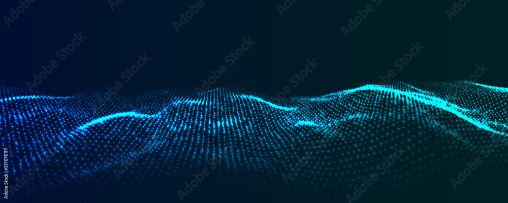 Futuristic moving wave. Digital background with moving glowing ...