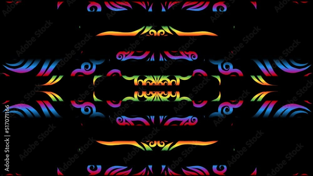 luxurious caleidoscope motion graphics colourful rainbow flowers line ...