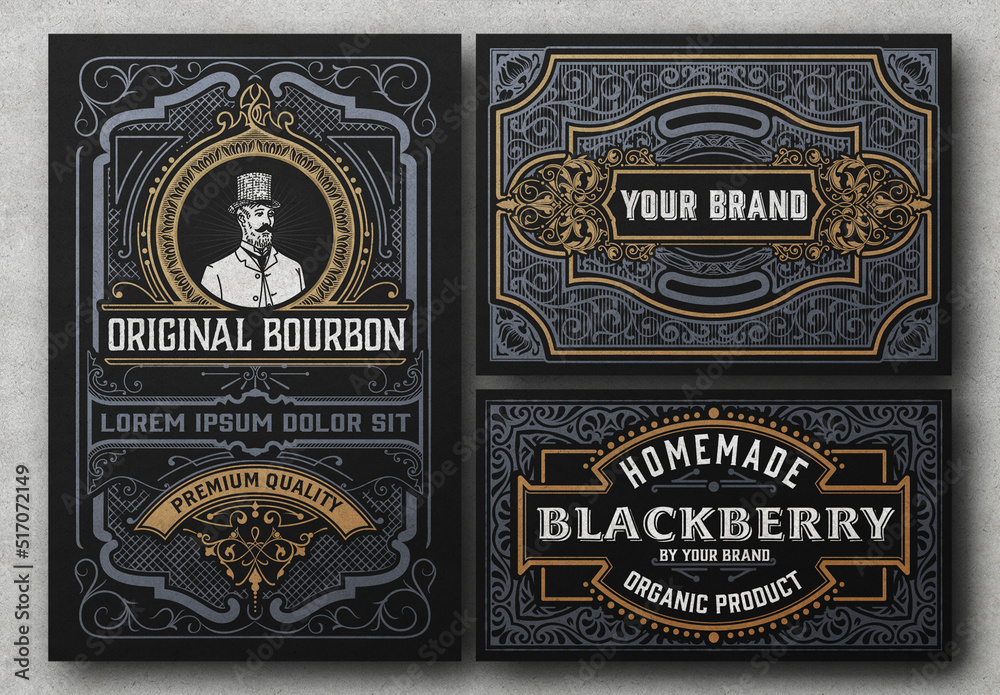 Set of 3 Vintage Labels for Packing Stock Template | Adobe Stock
