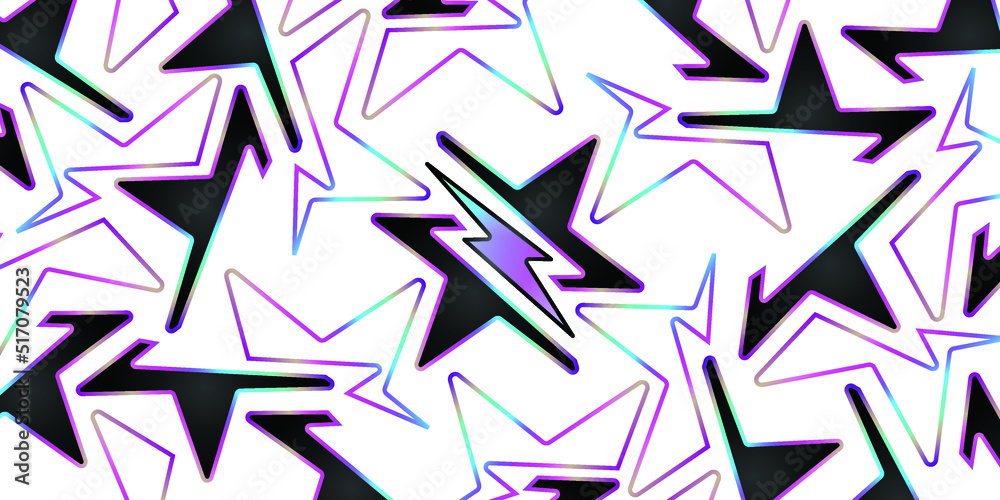 lightning seamless pattern on white background with white stars ...