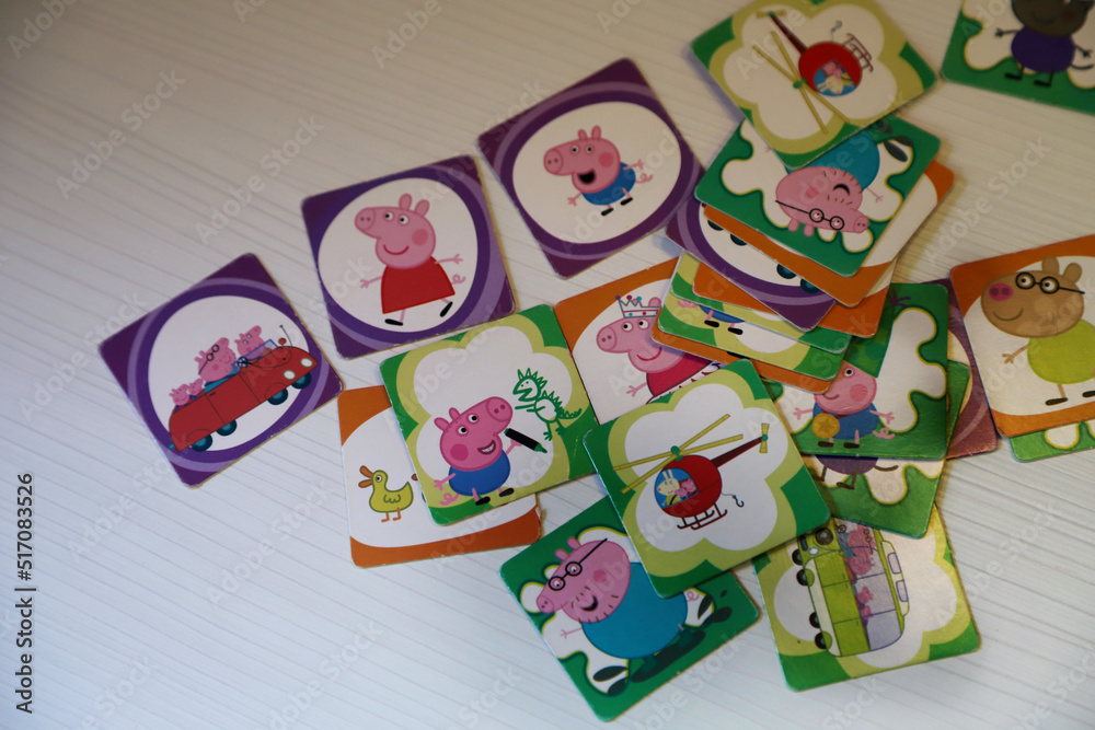 Memory game of Peppa Pig, her family and friends. Memotest. Board game ...
