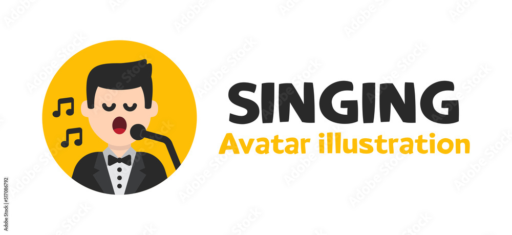 Singing avatar cartoon vector illustration. Stock Vector | Adobe Stock