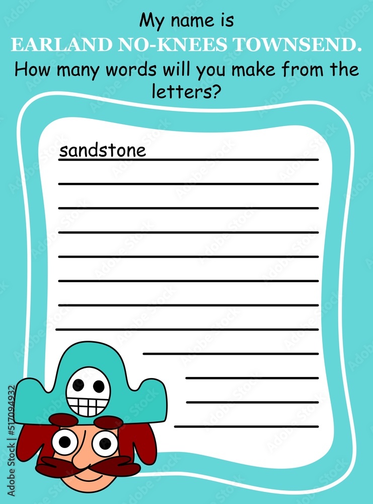 Word game with cartoon pirate in English vector illustration. Funny ...