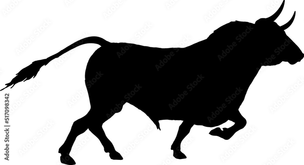 Isolated Bull Silhouette, Fighting Bull Silhouette in Vector Stock ...