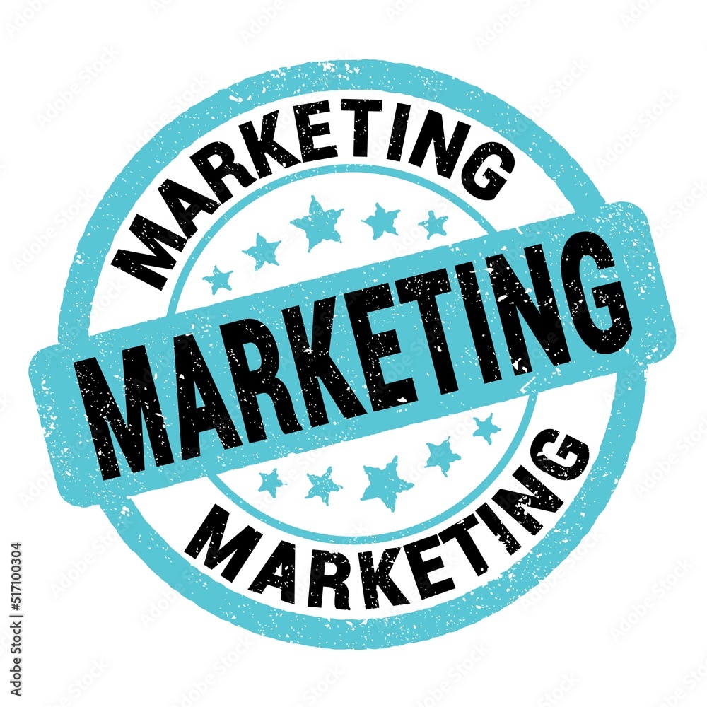 MARKETING text written on blue-black round stamp sign. Stock ...