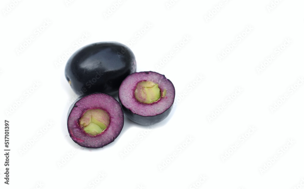 Closeup of Malabar Plum or Syzygium Cumini Isolated on White Background ...