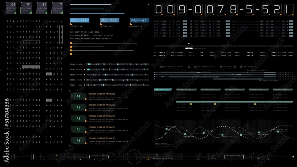 Futuristic hi-tech user interface head up display elements with digital data information display ...