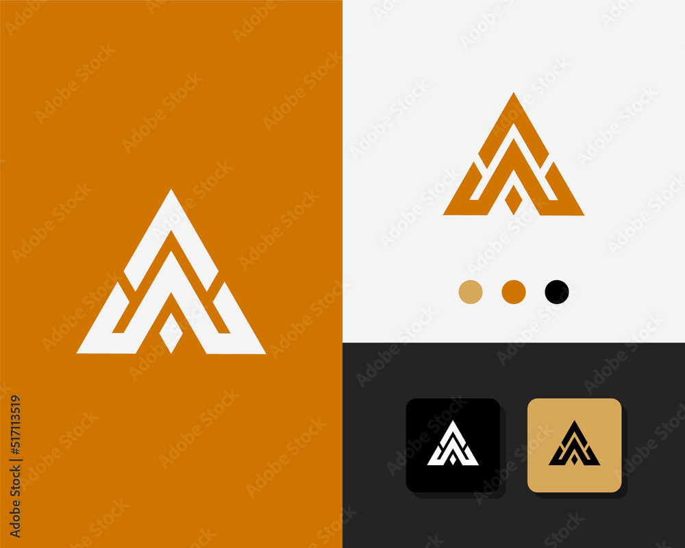 Letter A W logo design. creative minimal monochrome monogram symbol ...