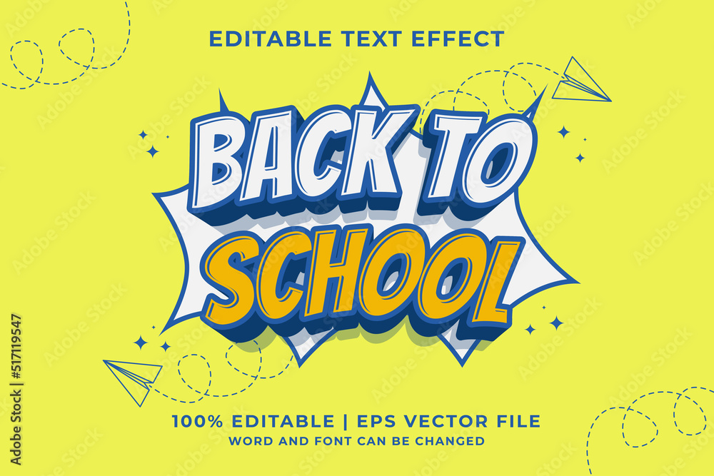 Editable text effect - Back To School 3d Traditional Cartoon template ...