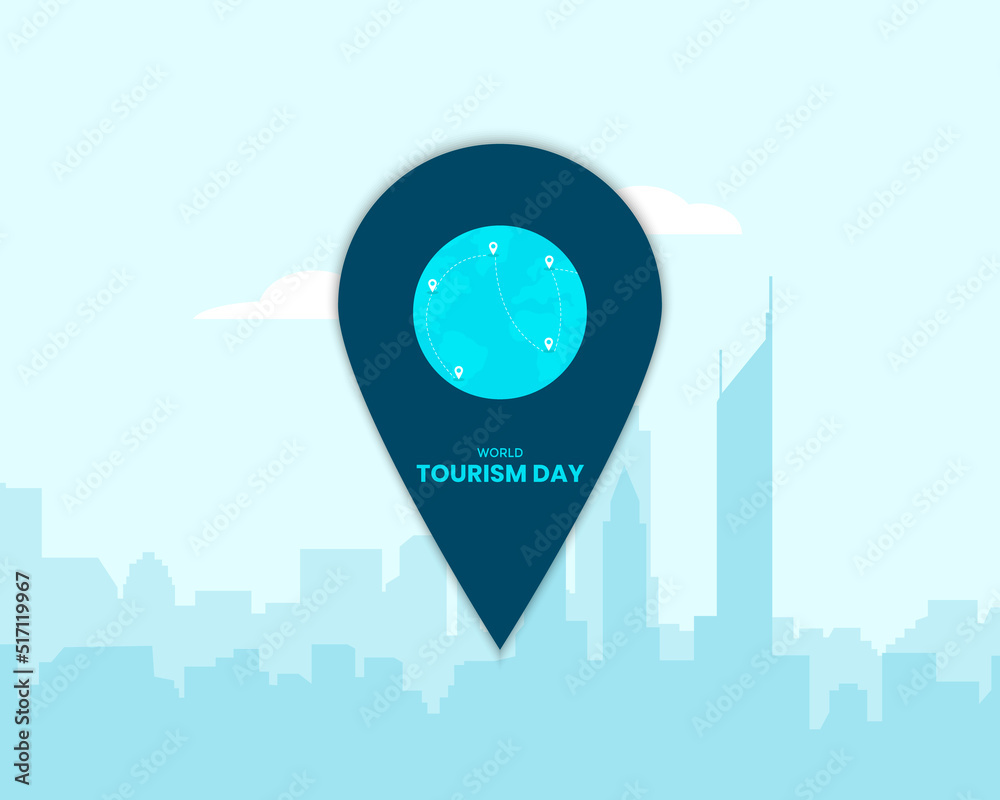 World Tourism Day Destination Icon Map And City Landscape Flat Stock ...