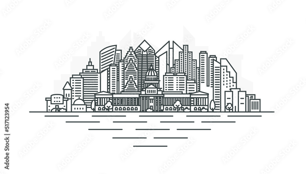 Austin, Texas, USA architecture line skyline illustration. Linear ...
