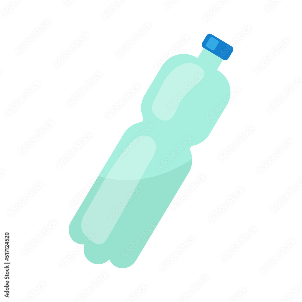 Plastic bottle semi flat color vector object. Full sized item on white ...