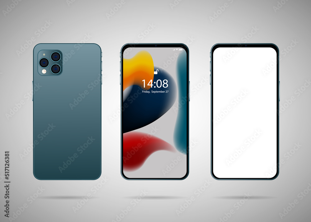 Smartphone. Front and back view vector illustration. Stock Vector ...