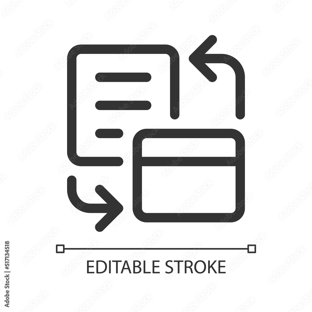 Bank account statement pixel perfect linear ui icon. Summary of ...