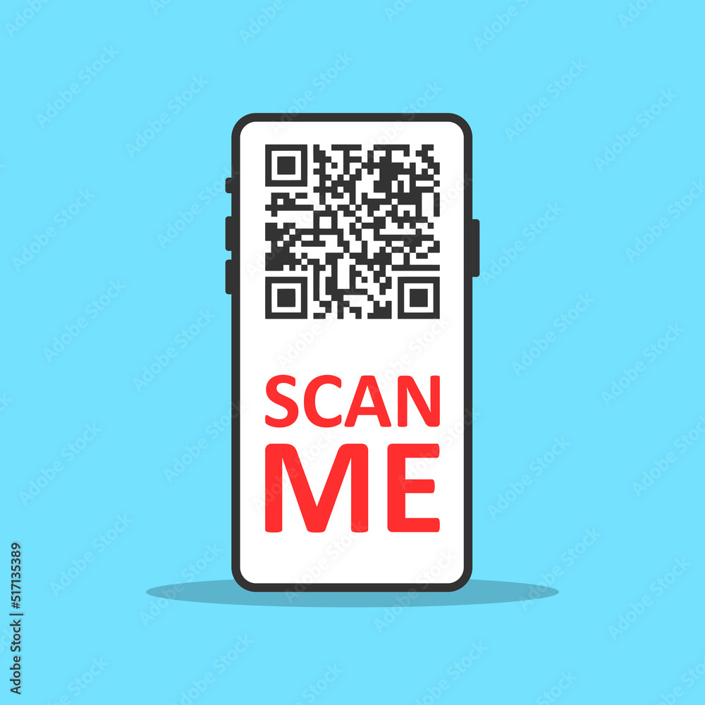 QR code scan icon in flat style. Mobile phone scanning vector ...
