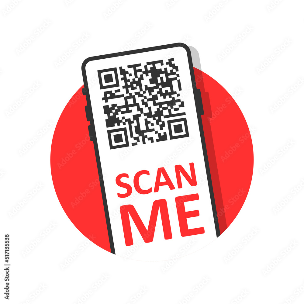 QR code scan icon in flat style. Mobile phone scanning vector ...