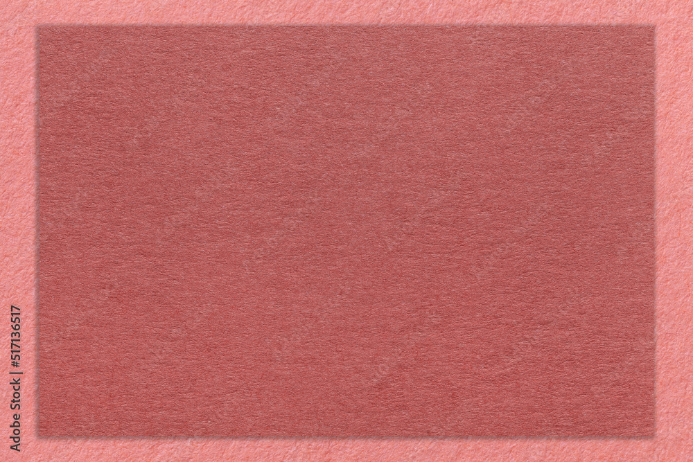 Texture of craft maroon color paper background with pink border, macro ...