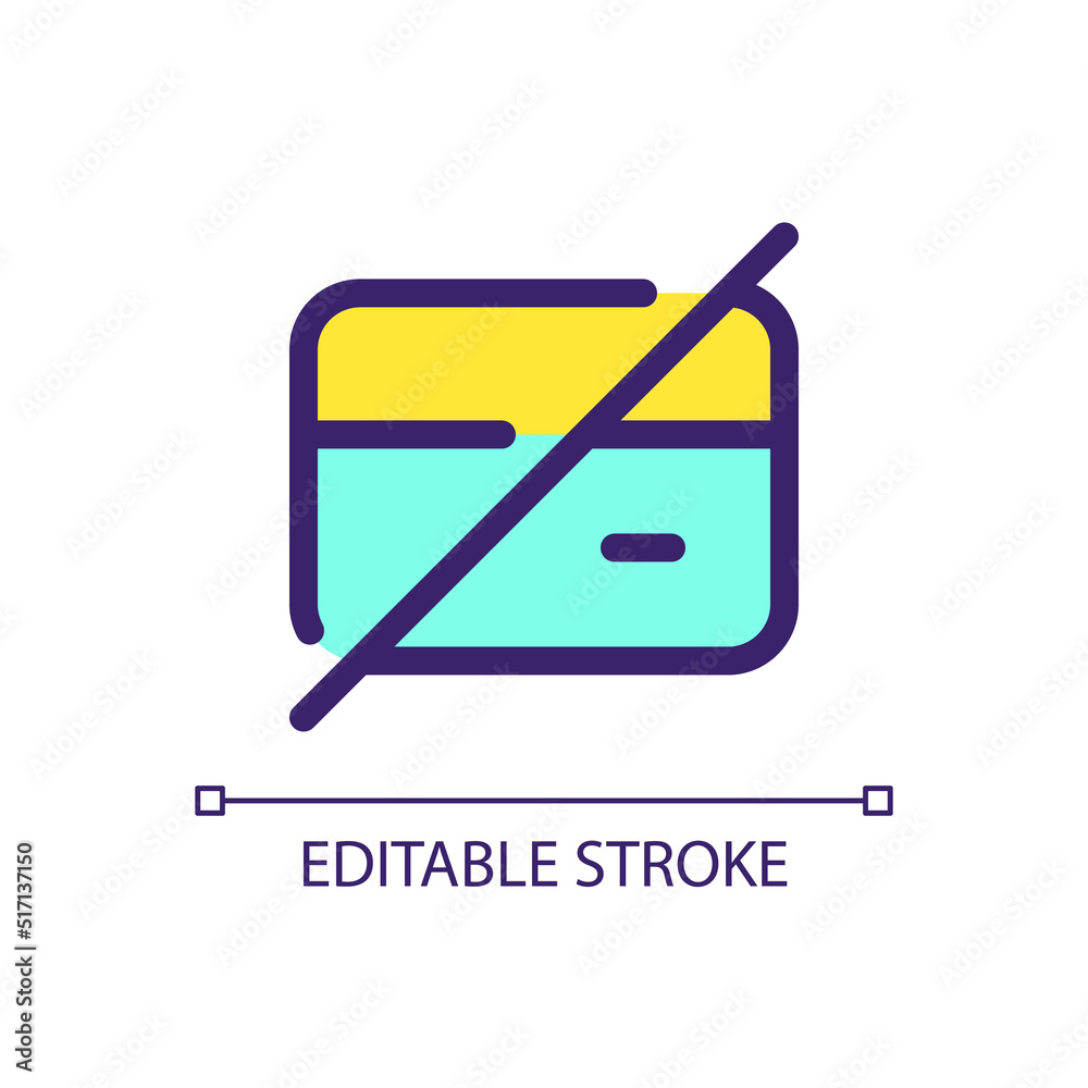 Declined payment pixel perfect RGB color ui icon. Expired credit card ...