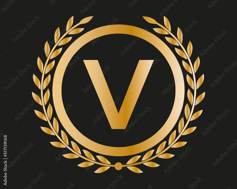 V Gold Letter Design Vector with Golden Luxury Colors and Monogram ...