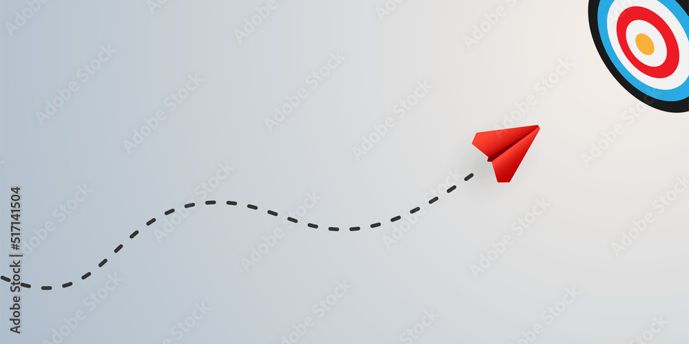 Paper planes fly to target illustration Stock Illustration | Adobe Stock