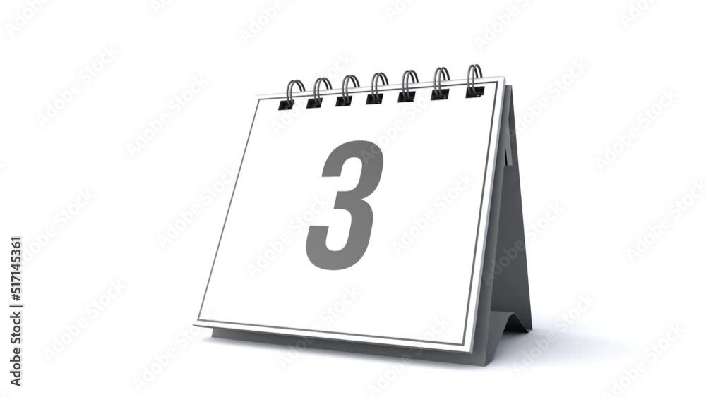 3d animation of flipping calendar pages revealing the number five Stock ...