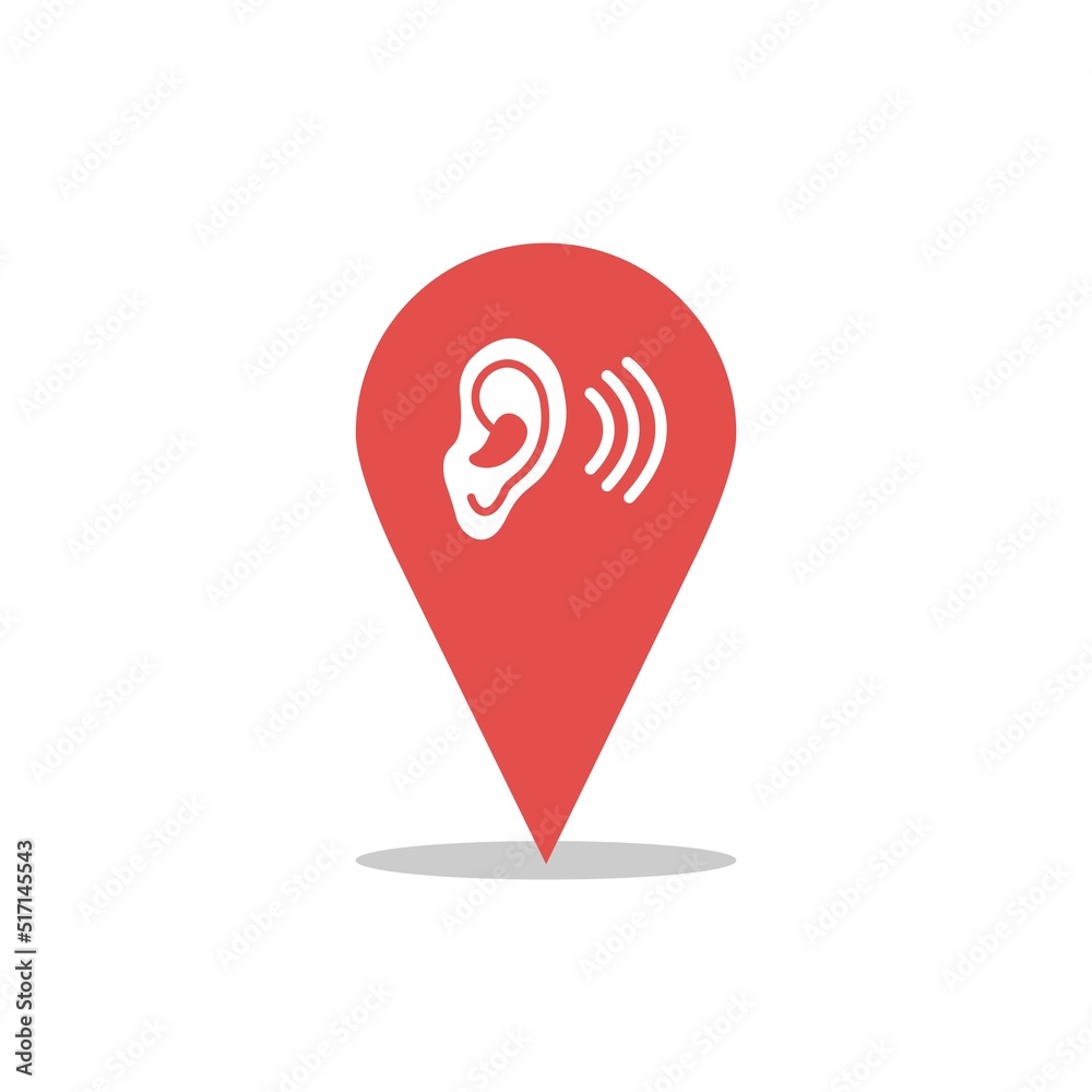 Deafness icon. Icon depicting an ear and a hearing aid. Accessible ...