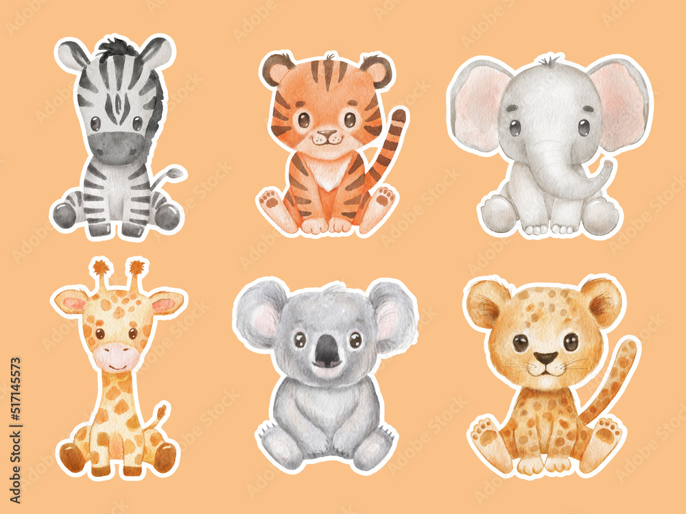 Cute Cartoon Baby Jungle Animals