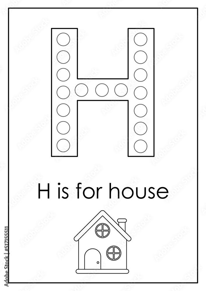 Learning English alphabet for kids. Letter H. Dot marker activity ...