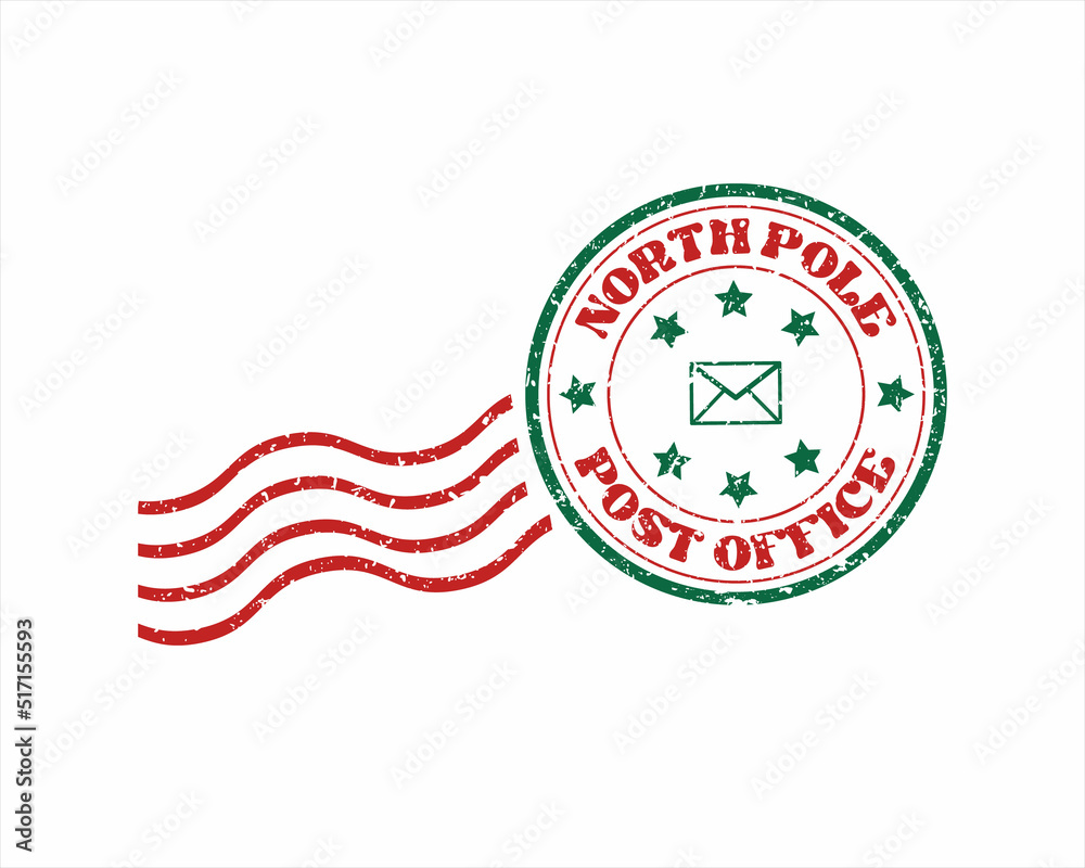 Photo North Pole post office grunge rubber stamp design with white ...