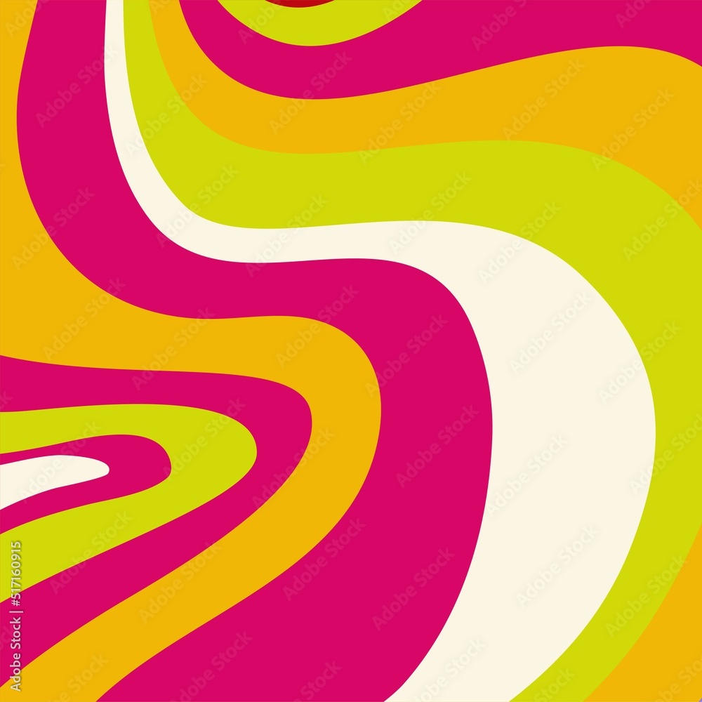 Groovy poster y2k retro background for print design. Spiral vector ...