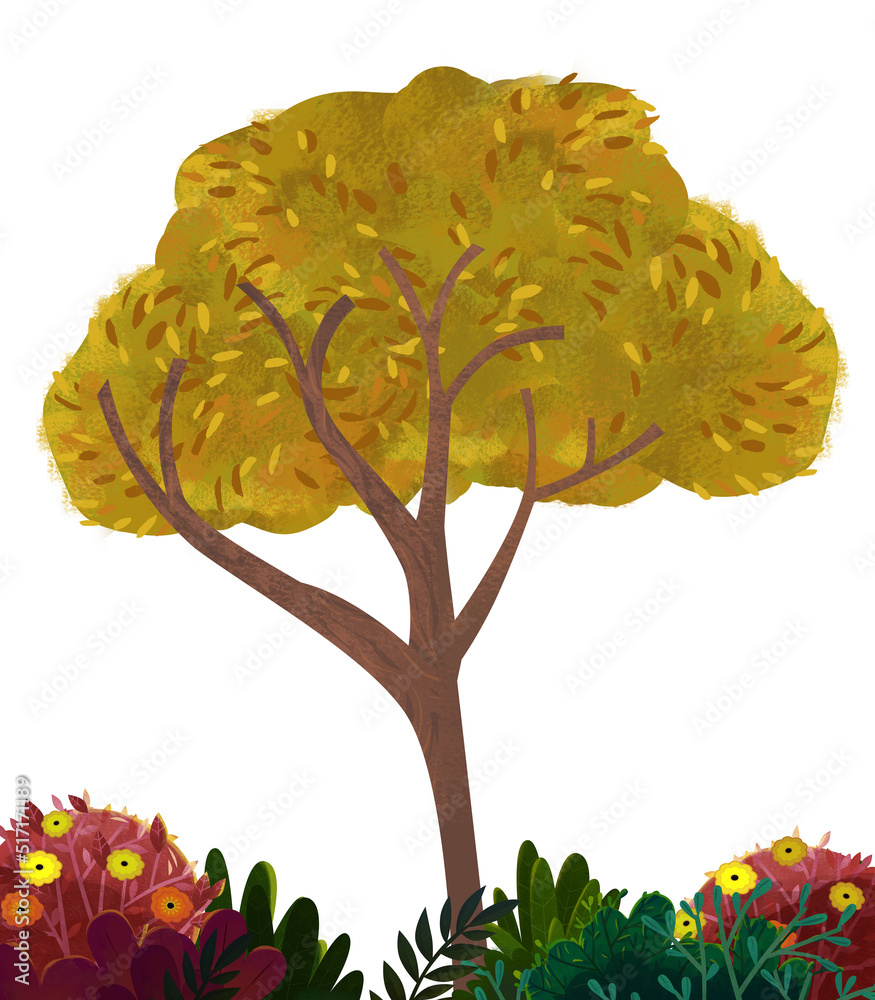 cartoon nature element tree white illustration Stock Illustration ...