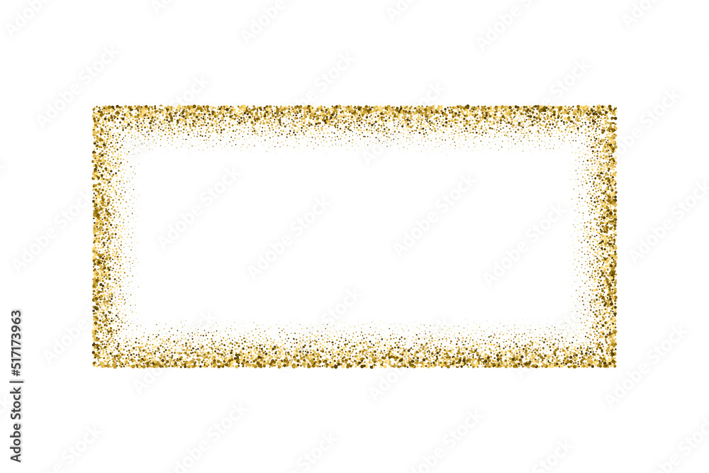 Rectangle gold frame from glitters with bright glow light effect vector ...