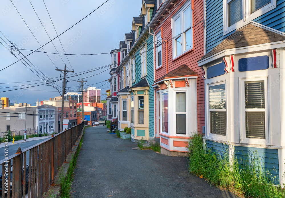 Colorful downtown row houses (Jellybean Row) in downtown St. John’s ...
