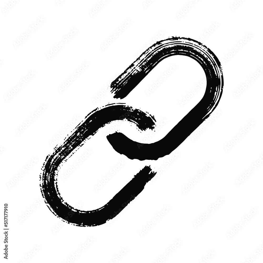 Link icon, chain hyperlink sign vector in hand painted style. Flat link ...