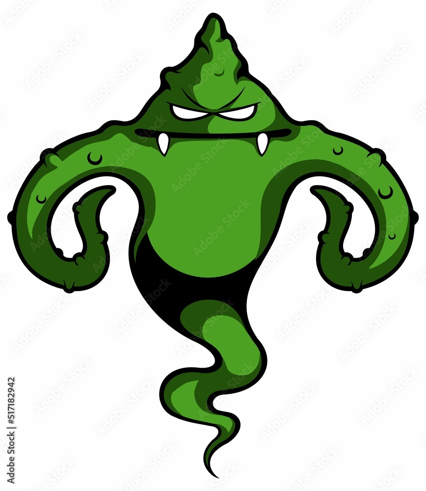 Cartoon style green monster character, monster vector image. Isolated ...