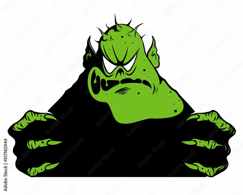 Cartoon style green monster character, monster vector image. Isolated ...
