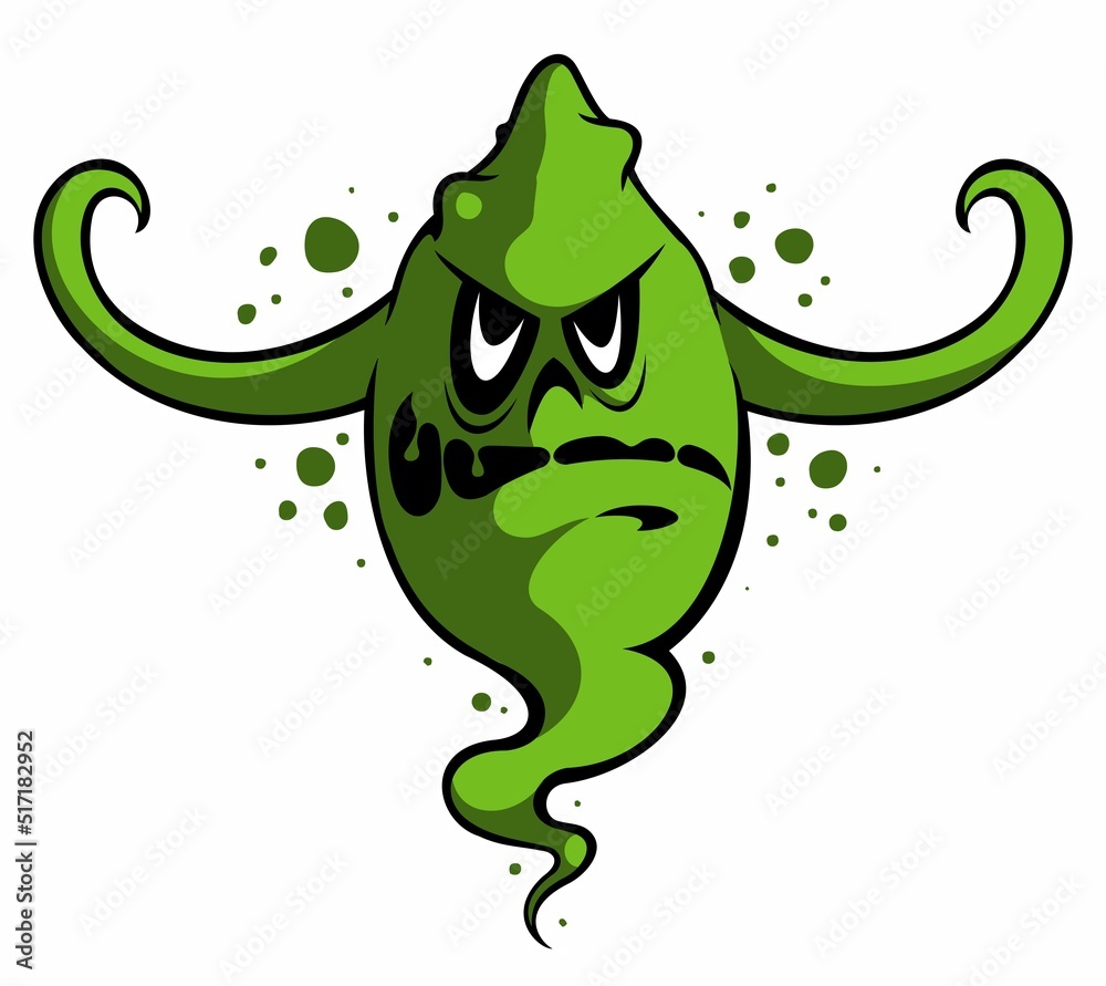 Cartoon style green monster character, monster vector image. Isolated ...