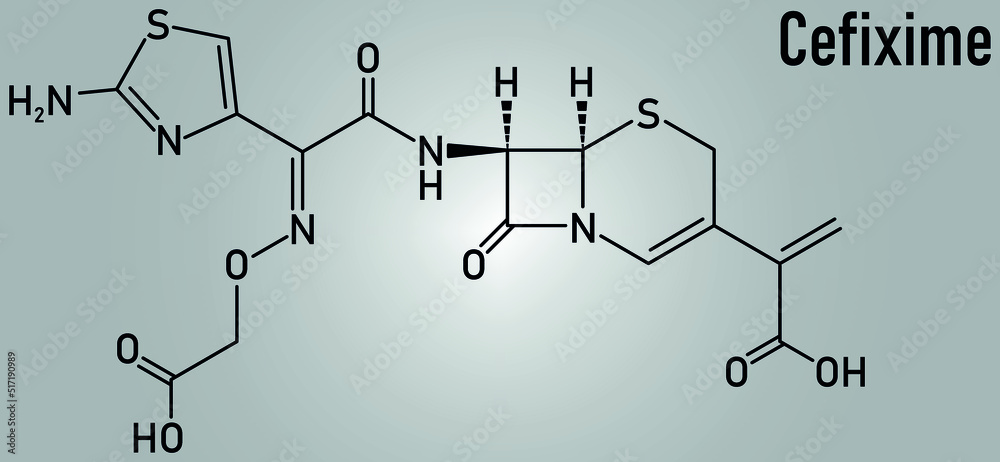 Skeletal formula of Cefixime antibiotic drug molecule. Stock 벡터 | Adobe ...