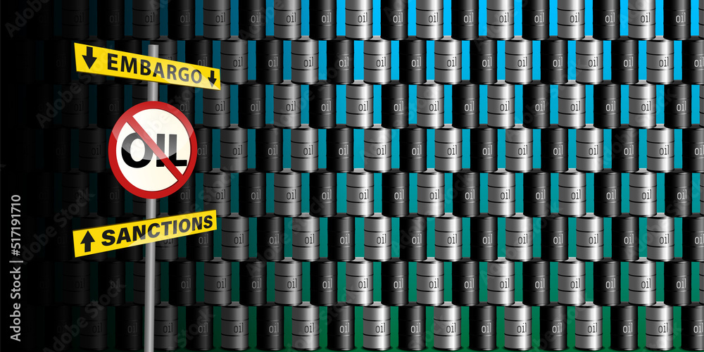 Vector wide economic poster. A lot of 3d barrels of oil and a ...