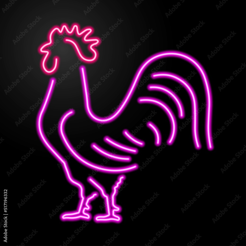 rooster neon sign, modern glowing banner design, colorful modern design ...
