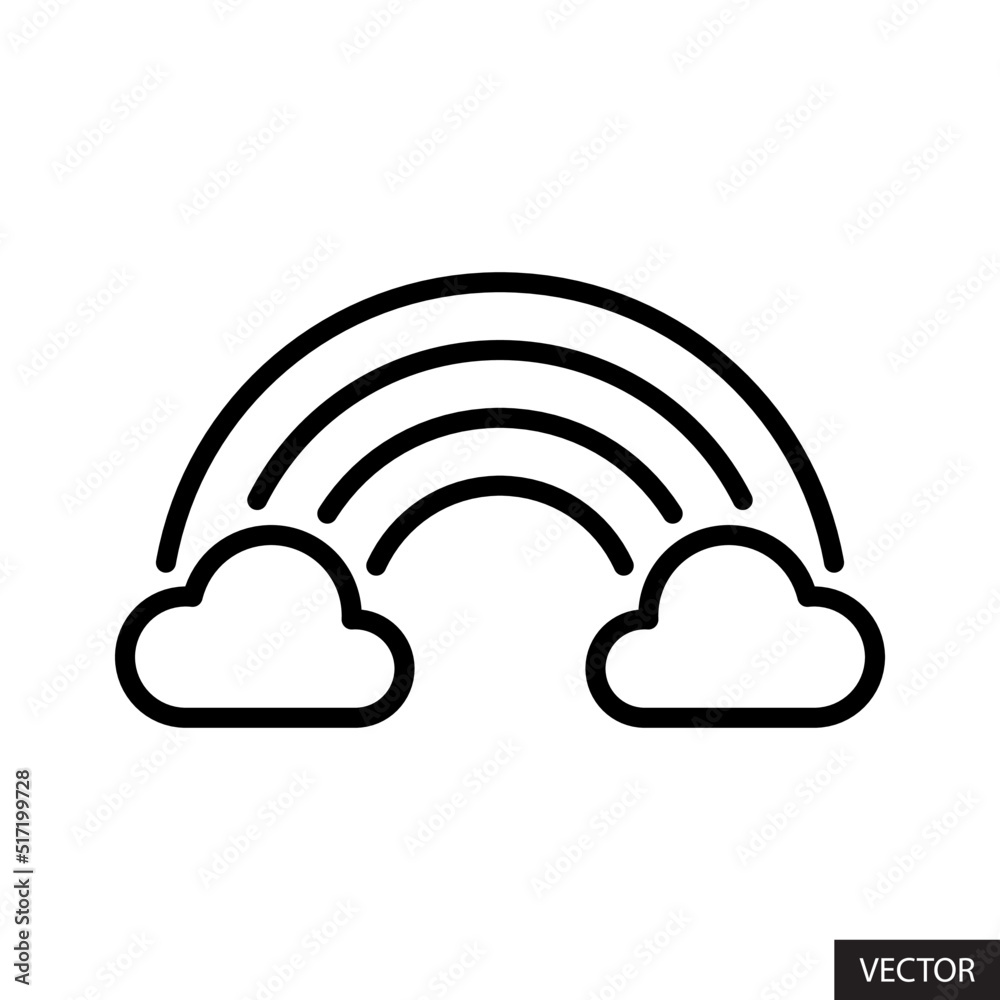 Rainbow with Clouds vector icon in line style design for website design ...